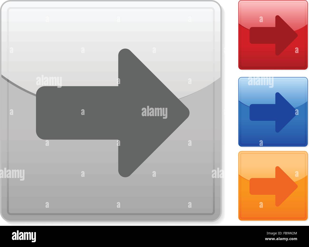 Color square web buttons arrow right on a white background. Vector ...