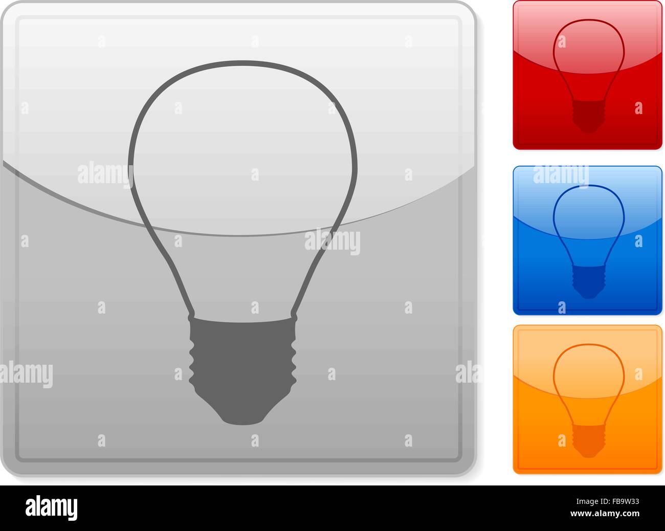 Color square web buttons bulb on a white background. Vector ...