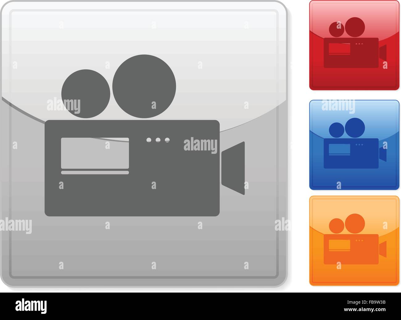 Color square web buttons camera on a white background. Vector ...