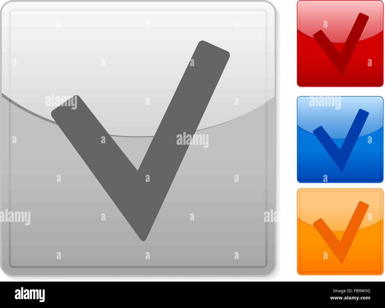 Color square web buttons check on a white background. Vector ...