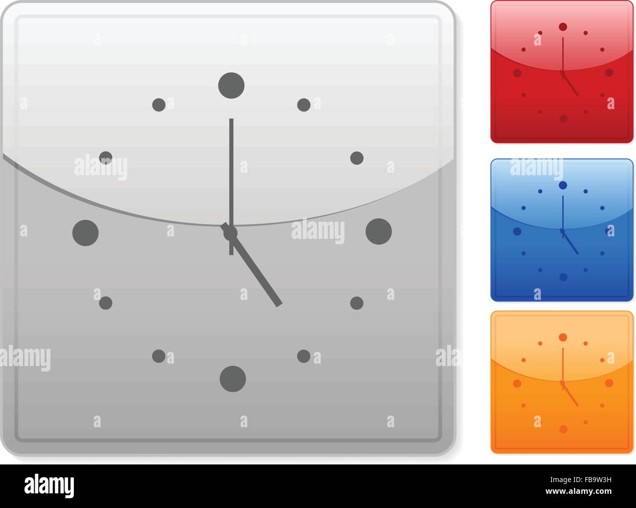 Color square web buttons clock on a white background. Vector ...