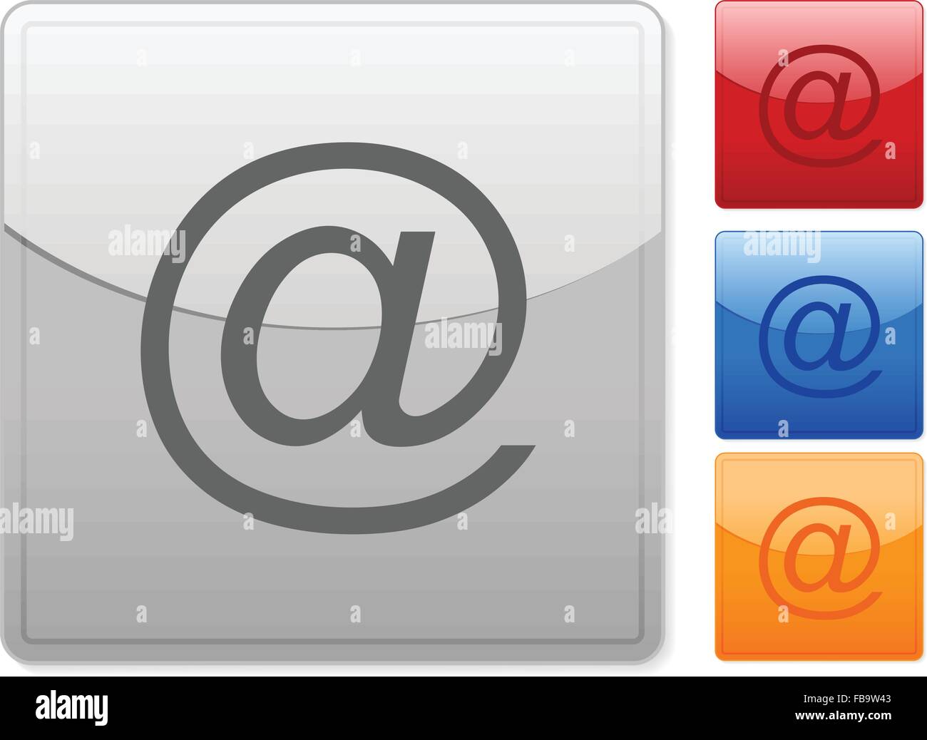 Color square web buttons email on a white background. Vector ...
