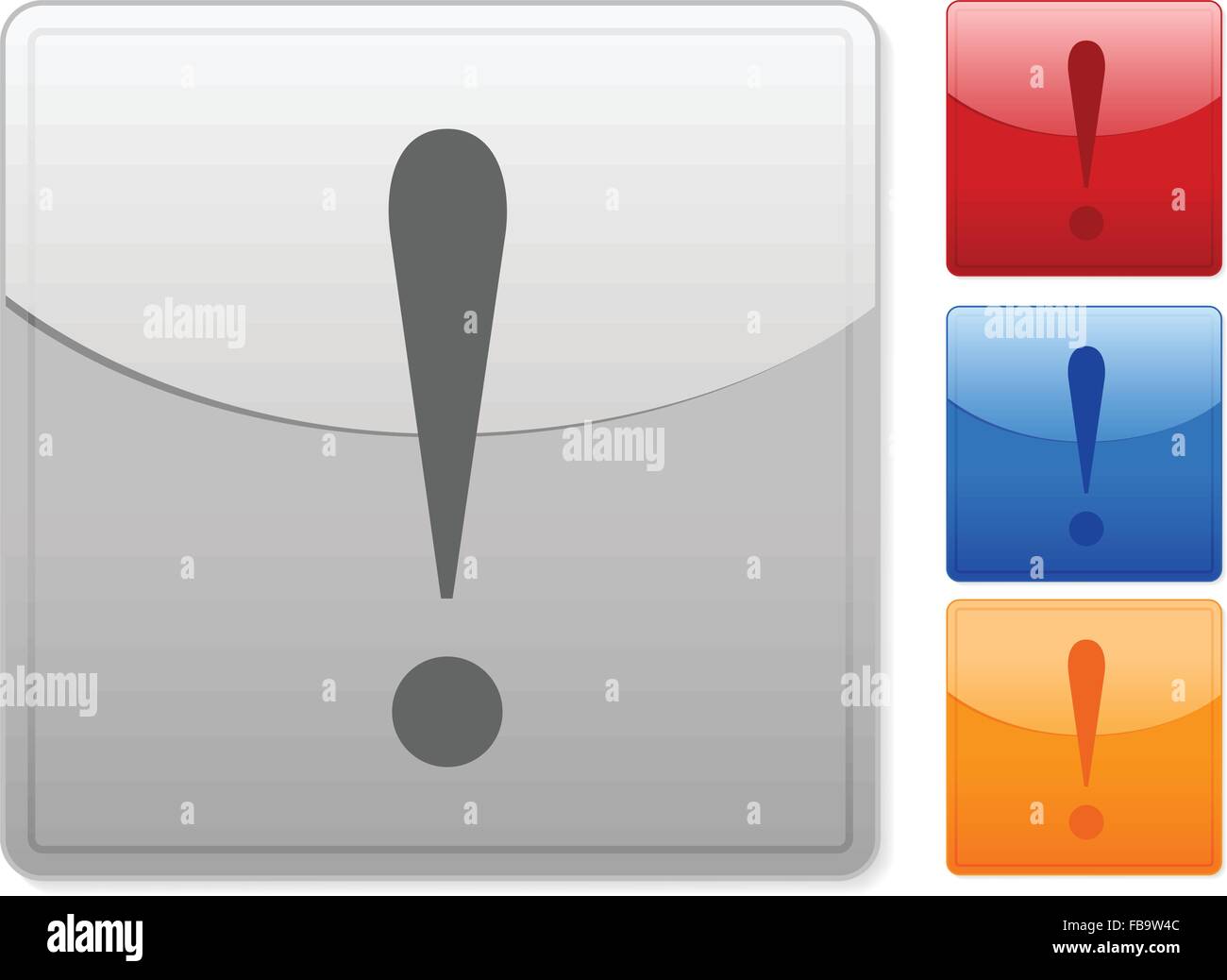 Color square web buttons exclamation mark on a white background. Vector ...