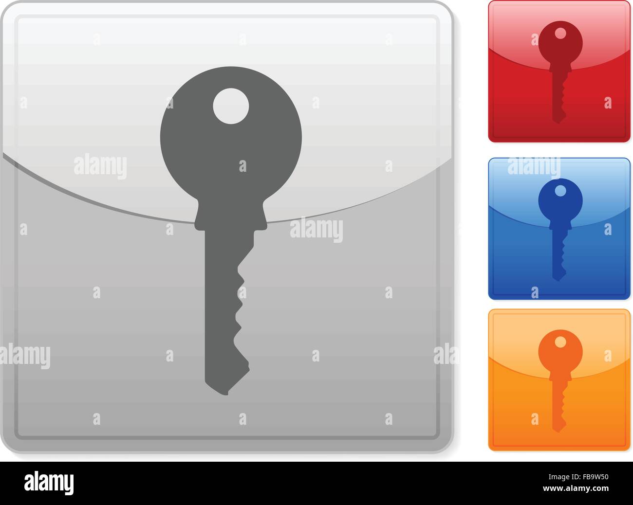 Color square web buttons key on a white background. Vector illustration ...