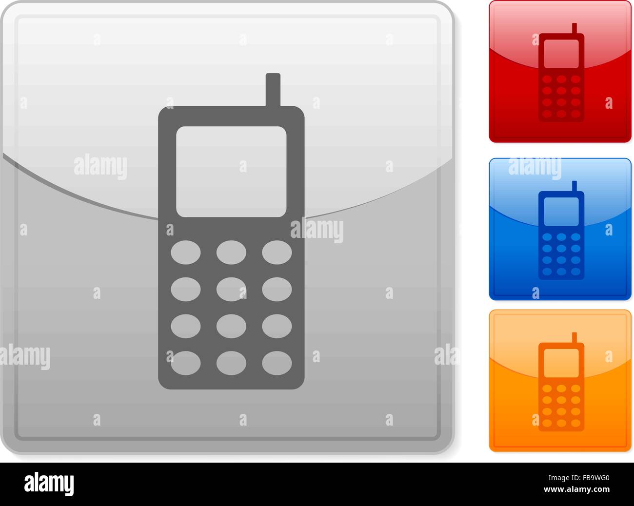 Color square web buttons mobile phone on a white background. Vector ...