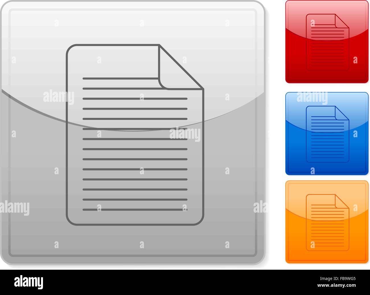 Color square web buttons office document on a white background. Vector ...