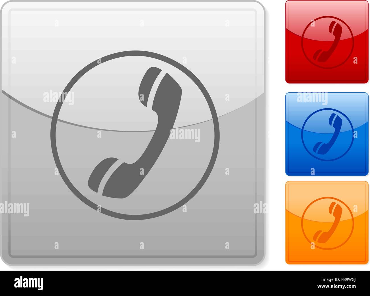 Color square web buttons phone on a white background. Vector ...