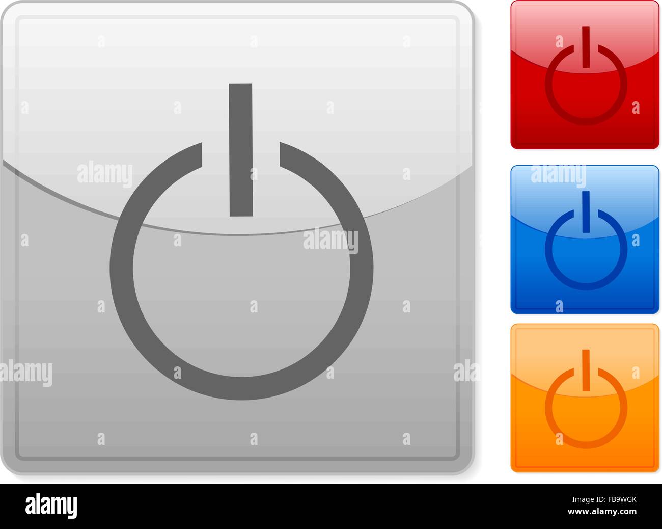 Color square web buttons power on a white background. Vector ...