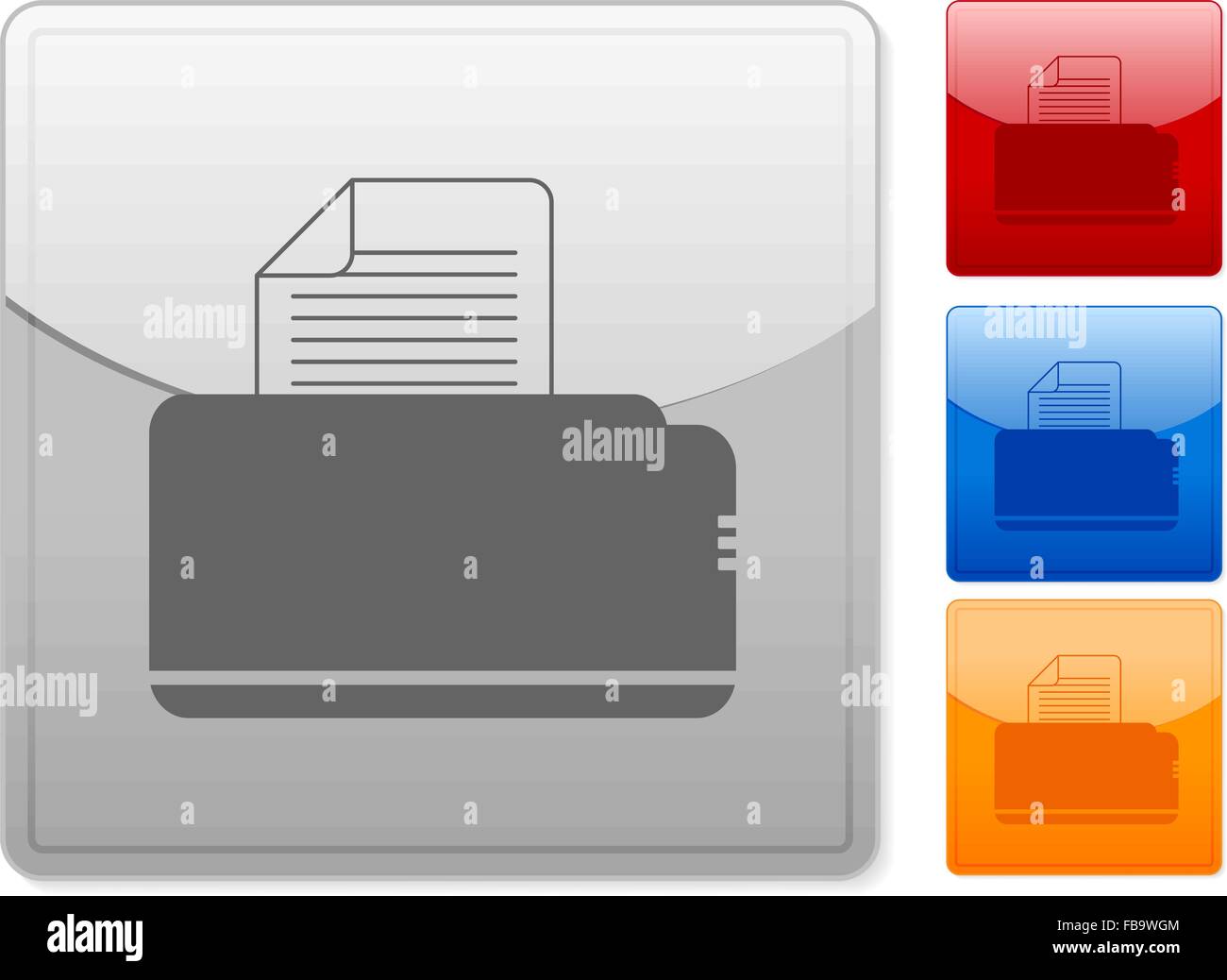 Color square web buttons printer on a white background. Vector ...