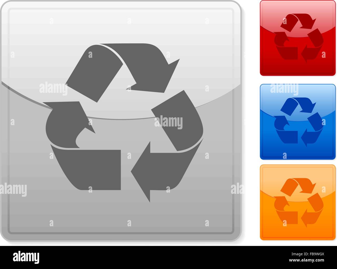 Color square web buttons recycle symbol on a white background. Vector ...