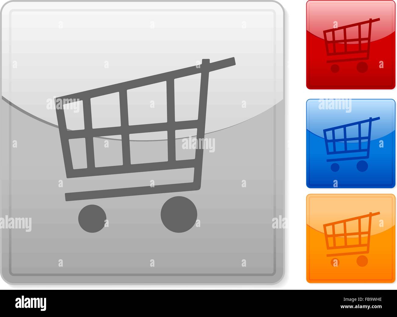 Color square web buttons shopping cart 2 on a white background. Vector ...