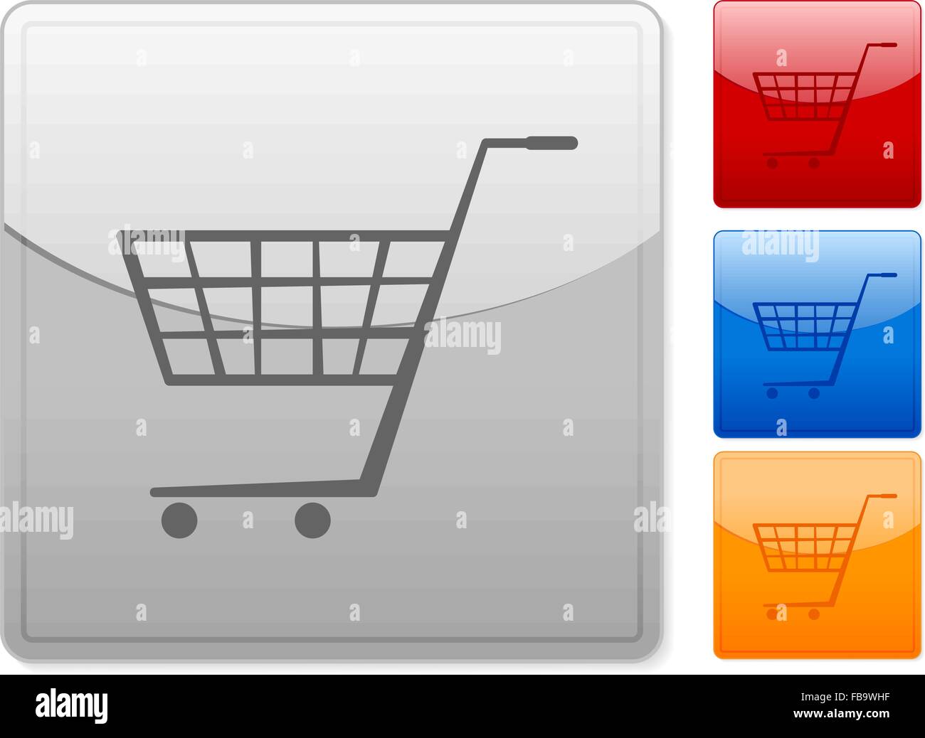 Color square web buttons shopping cart on a white background. Vector ...