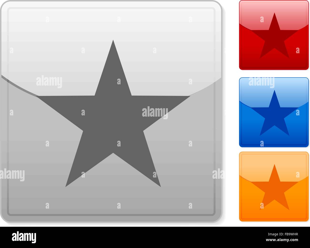 Color square web buttons star on a white background. Vector ...