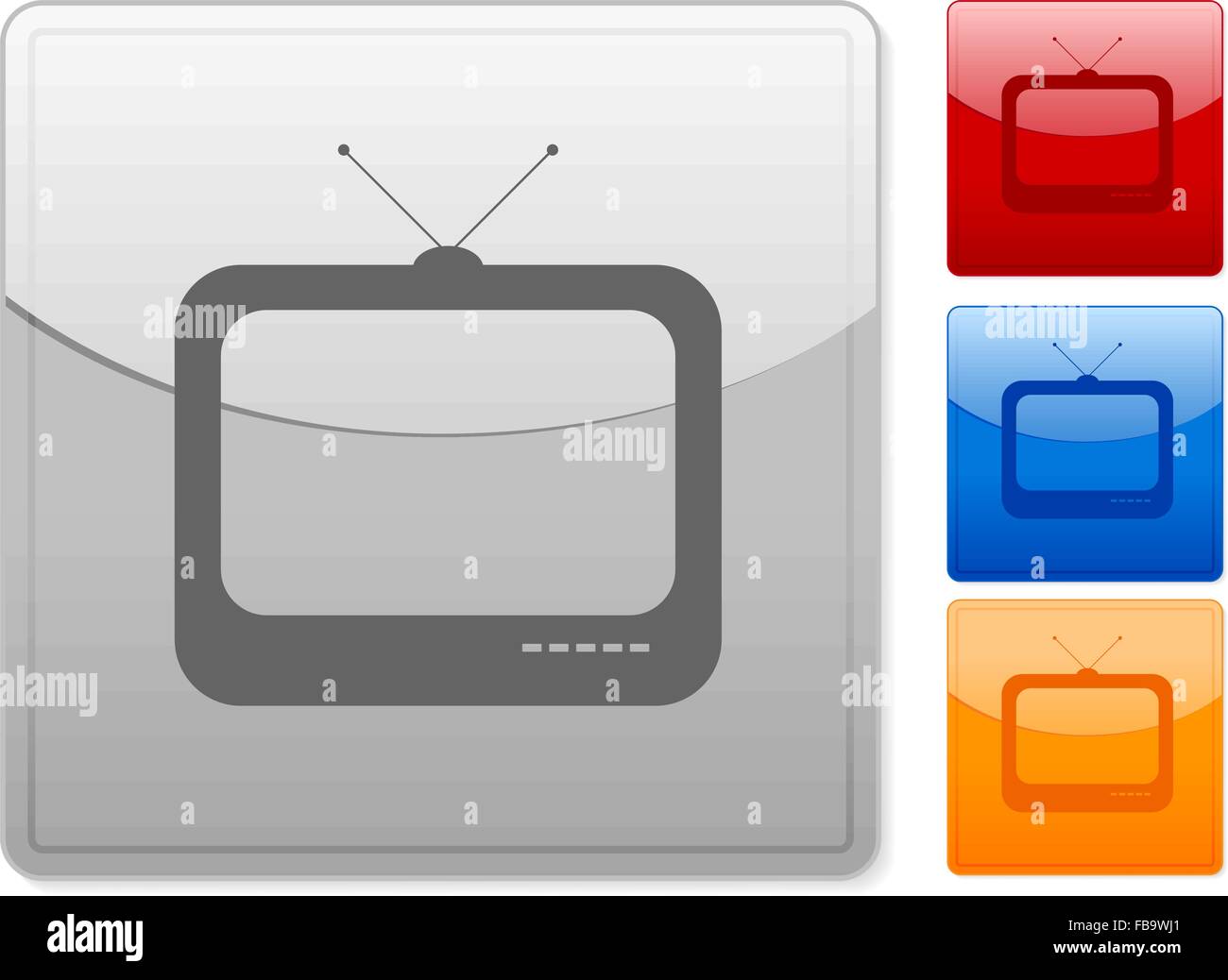 Color square web buttons TV on a white background. Vector illustration ...