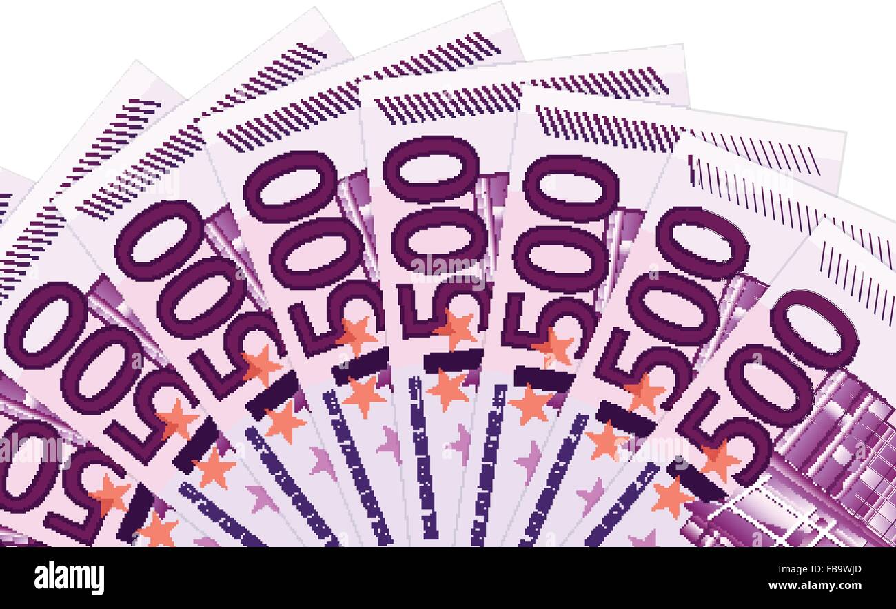 Five hundred euro banknotes on a white background. Vector illustration ...