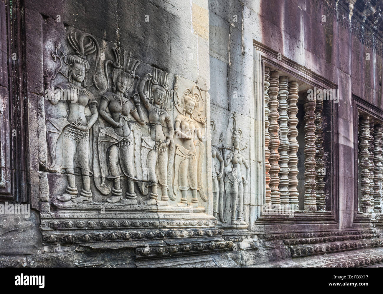 wall statue of God inside the Angkor Wat Temple - Siem Reap - Cambodia ...