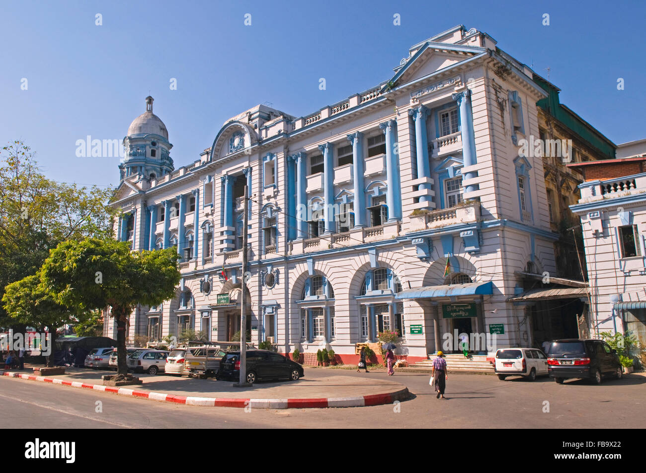 An old colonial building, now a bank, in Yangon, Myanmar Stock Photo ...
