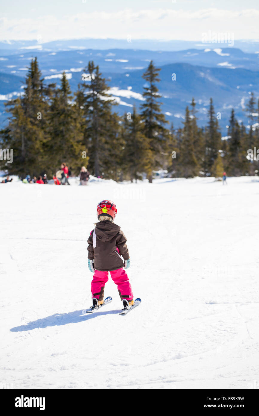 Norway, Osterdalen, Trysil, Girl (4-5) learning how to ski Stock Photo ...