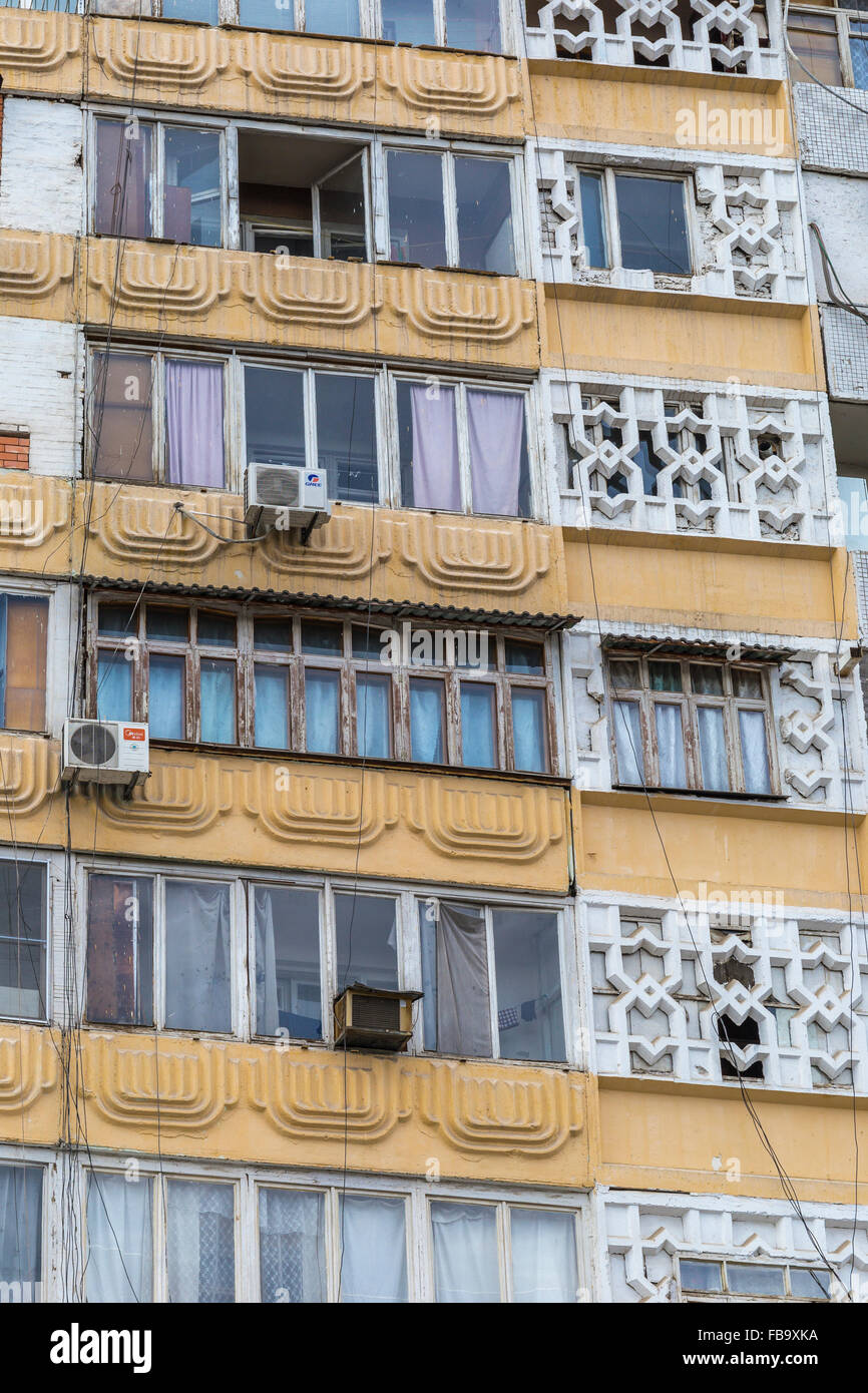 Typical architecture of Eastern European appartment blocks with air ...