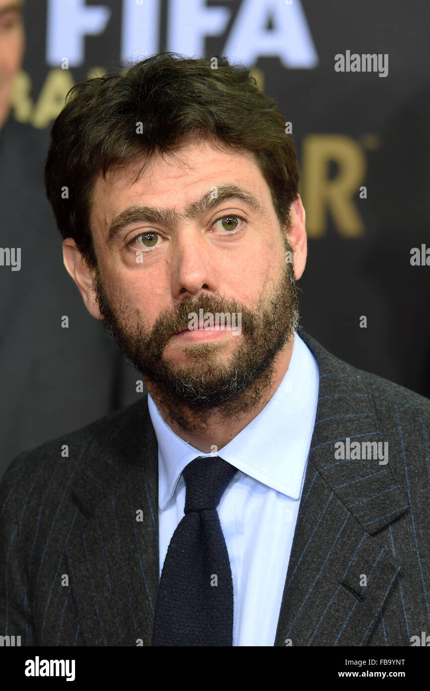 Zurich, Switzerland. 11th Jan, 2016. Andrea Agnelli Football/Soccer ...