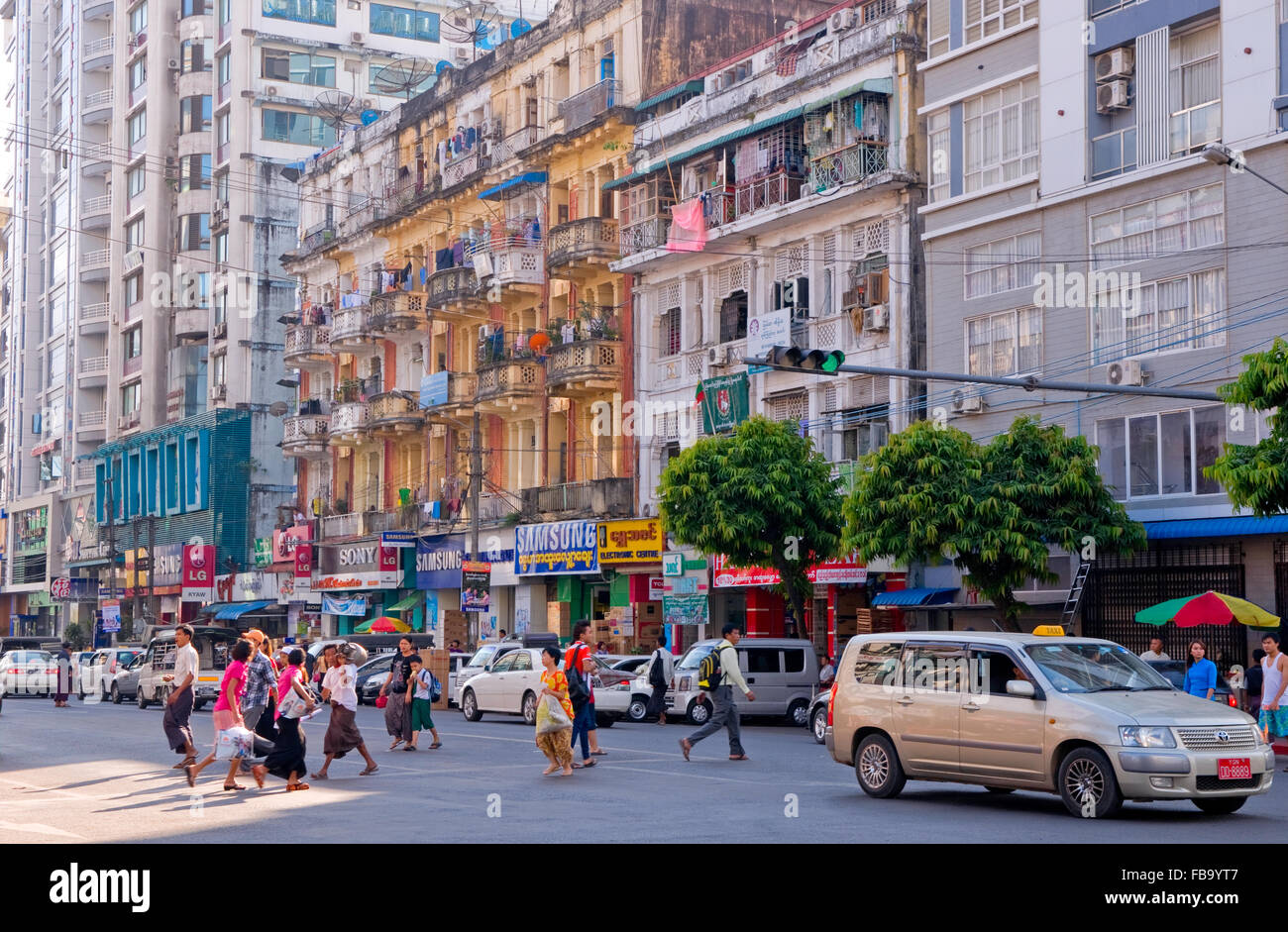A typical street in Yangon, Myanmar Stock Photo - Alamy