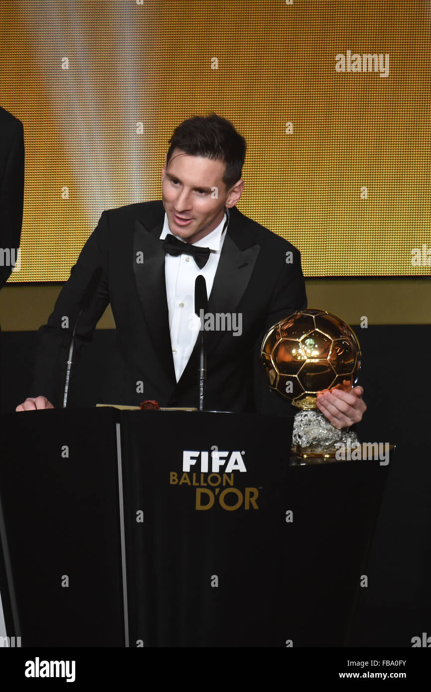 Zurich, Switzerland. 11th Jan, 2016. Lionel Messi Football/Soccer ...