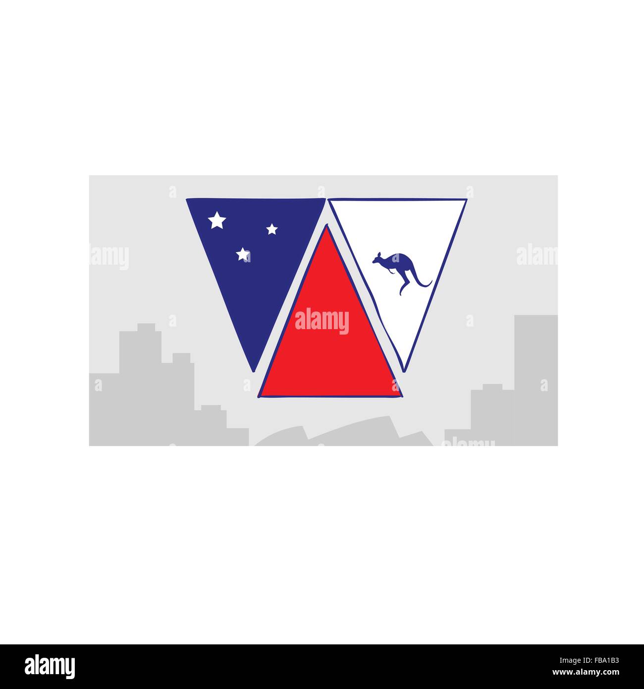 Australia Day Kangaroo Stamp Flag National Holiday Flat Vector ...