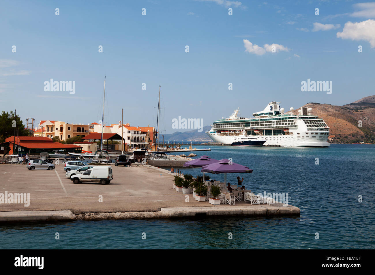 Cruise ship anchored in the bay of Argostoli, Kefalonia, Greece Stock ...