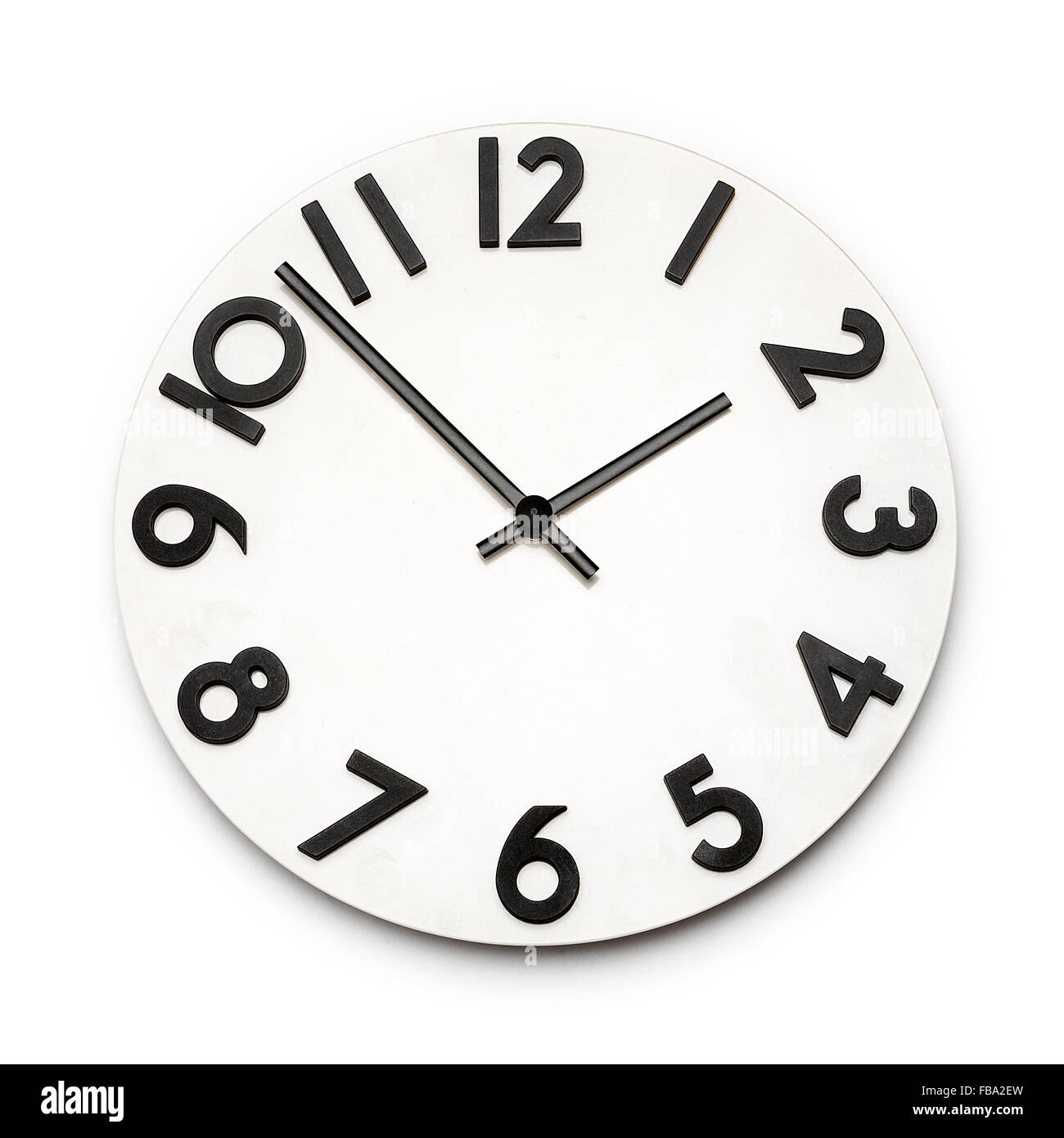White clock face with black numbers isolated on a white background ...