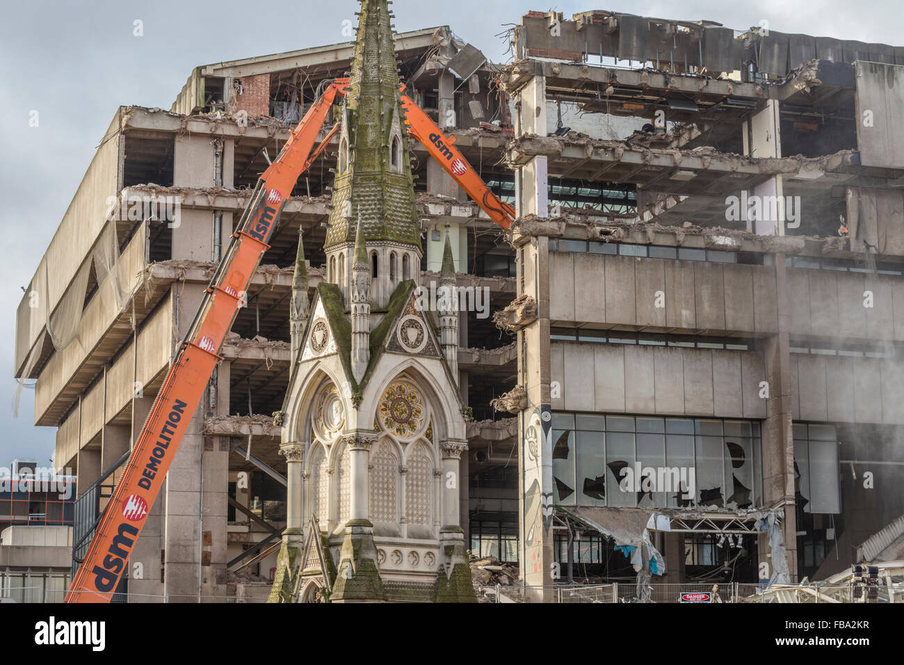 Birmingham, UK. 12th January 2016. Demolition of Paradise Forum as the ...