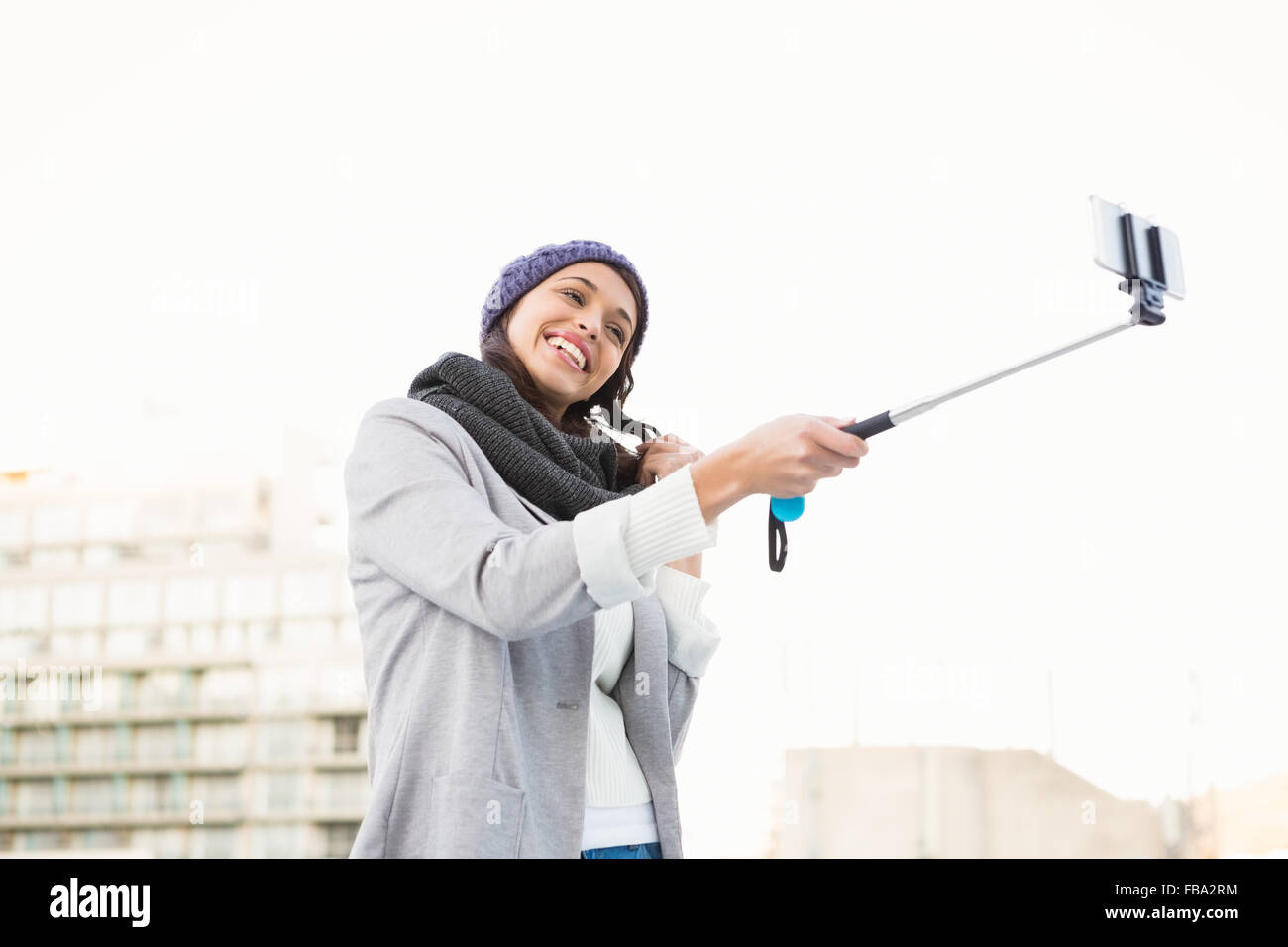 Woman selfie stick hi-res stock photography and images - Alamy