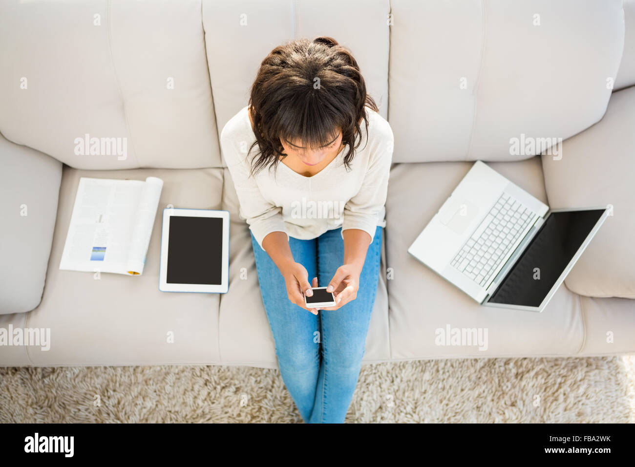 Woman and texting and laughing hi-res stock photography and images - Alamy