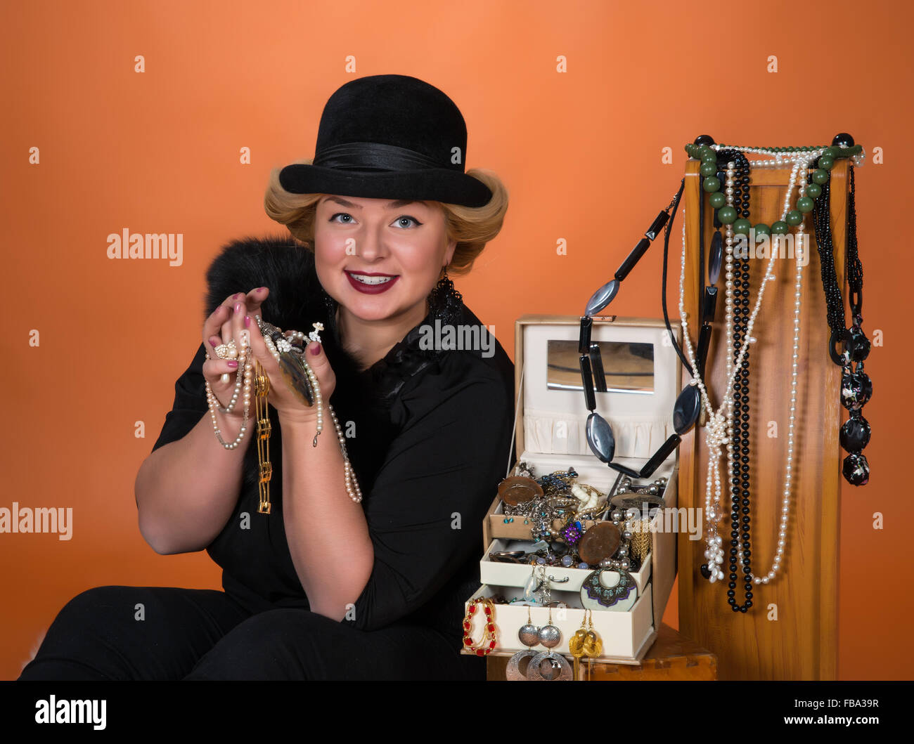 Young woman with her accessories collection Stock Photo - Alamy