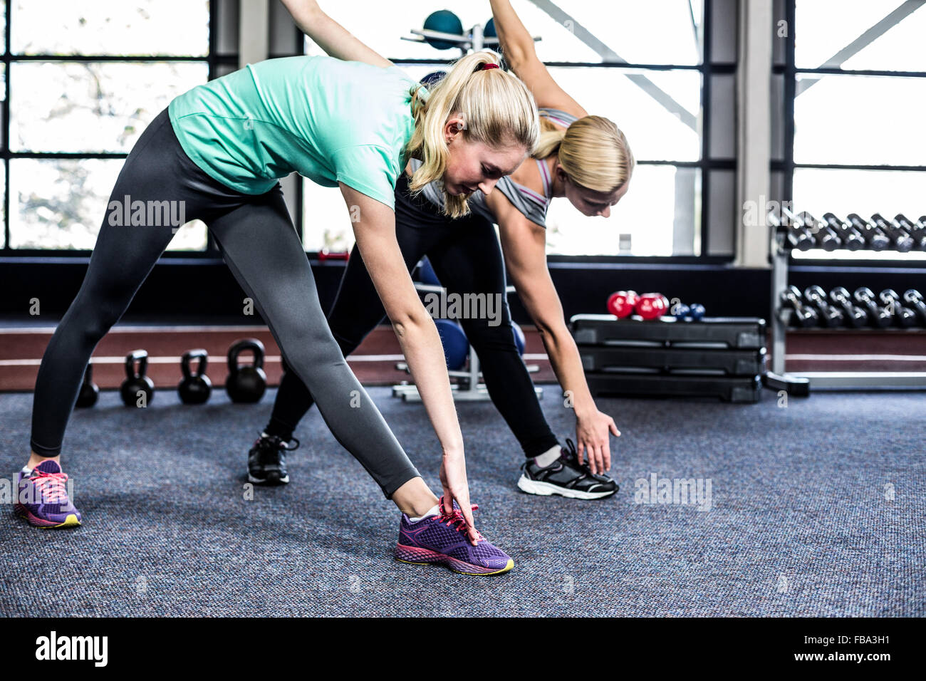 Fit women stretching in the gym Stock Photo - Alamy