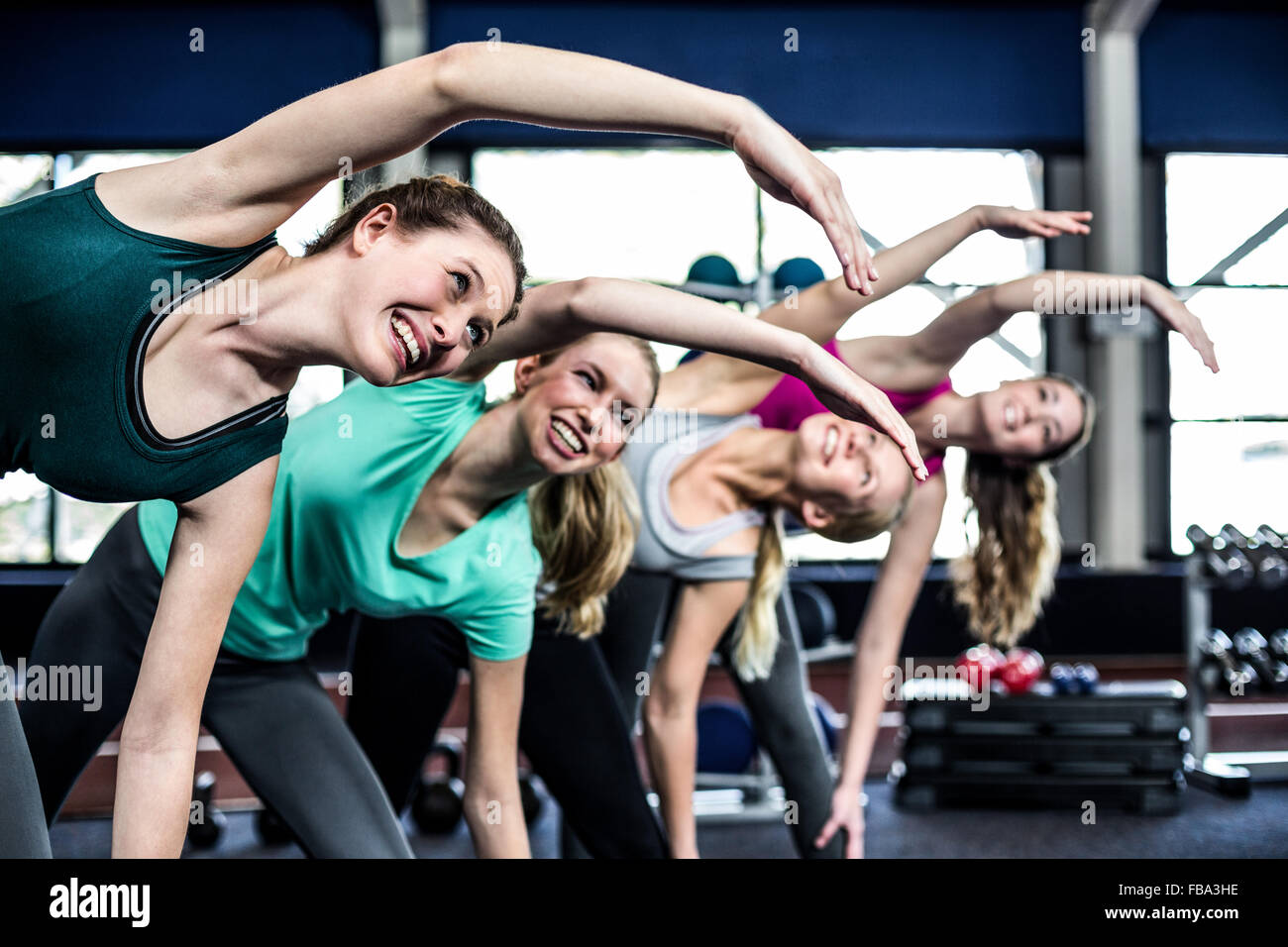 Fitness class doing exercises Stock Photo - Alamy