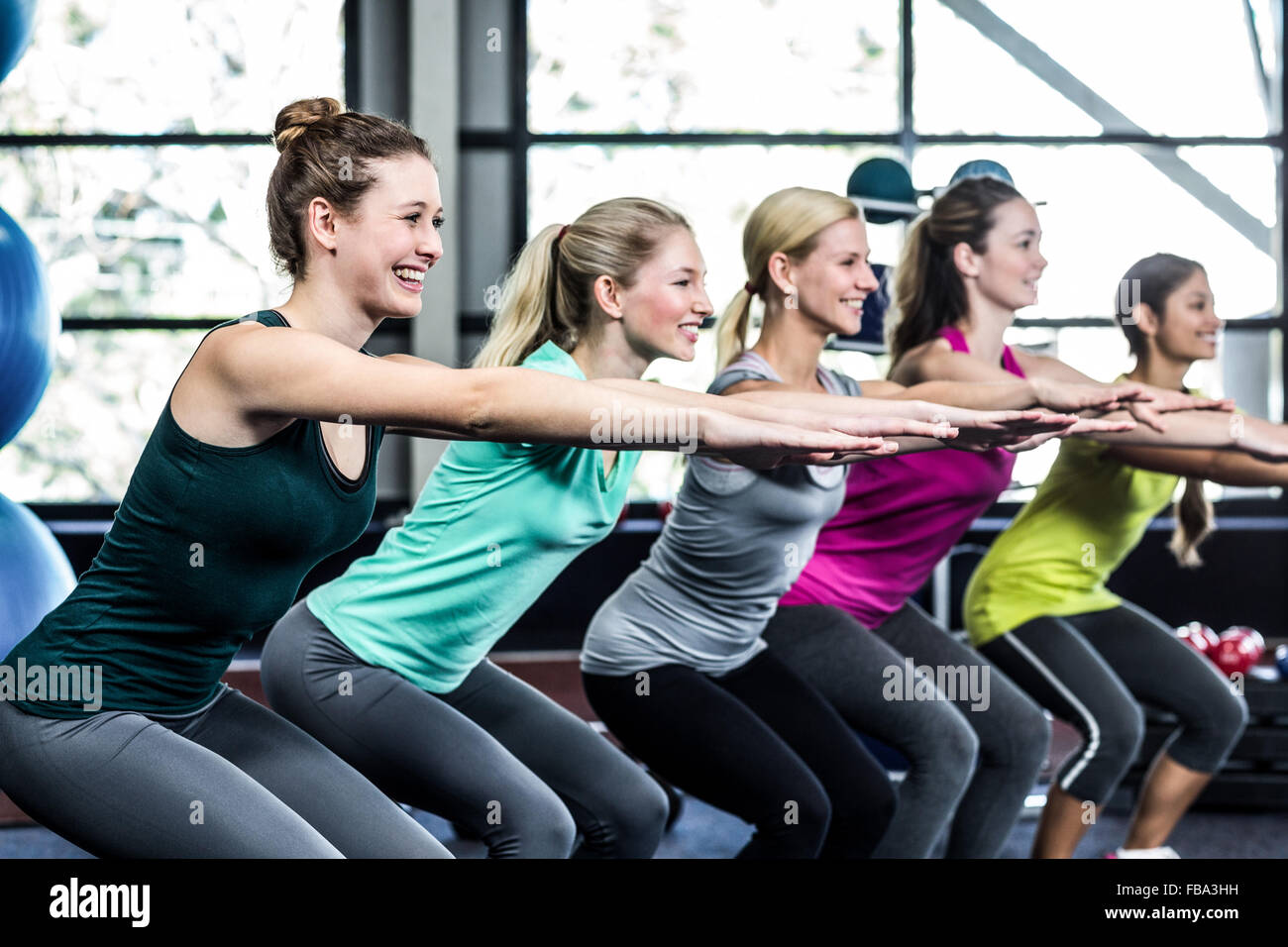 Fitness class doing exercises Stock Photo - Alamy