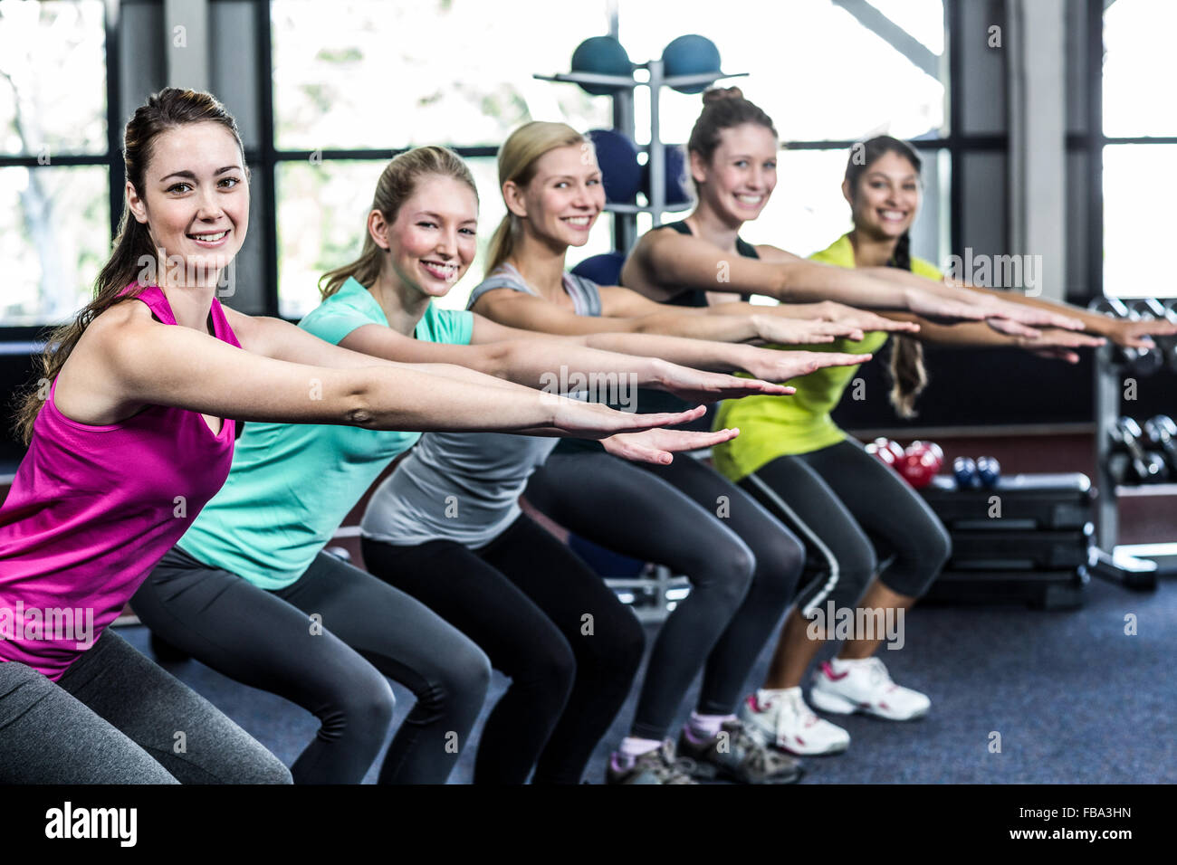 Fitness class doing exercises Stock Photo - Alamy