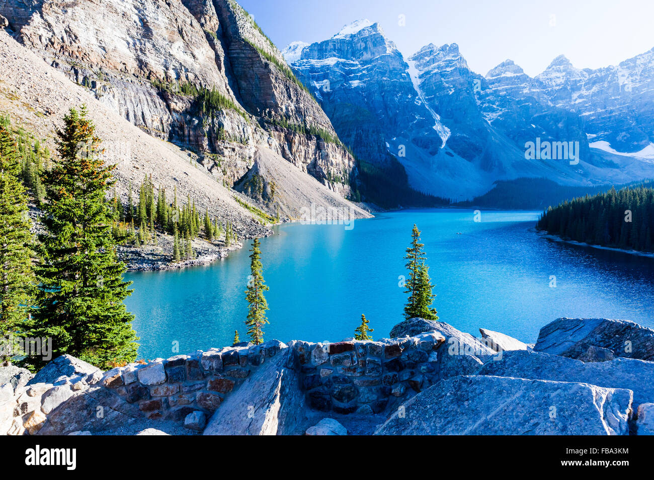 Moraine Lake is a glacially-fed lake in Banff National Park, 14 kilometres outside the Village ...