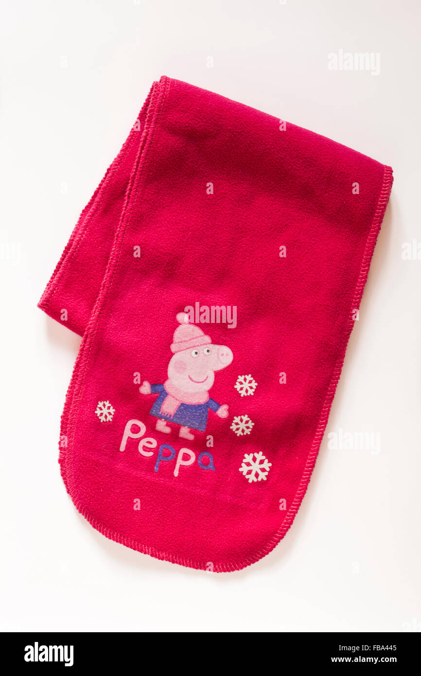Peppa Pig girls pink scarf isolated on white background Stock Photo - Alamy