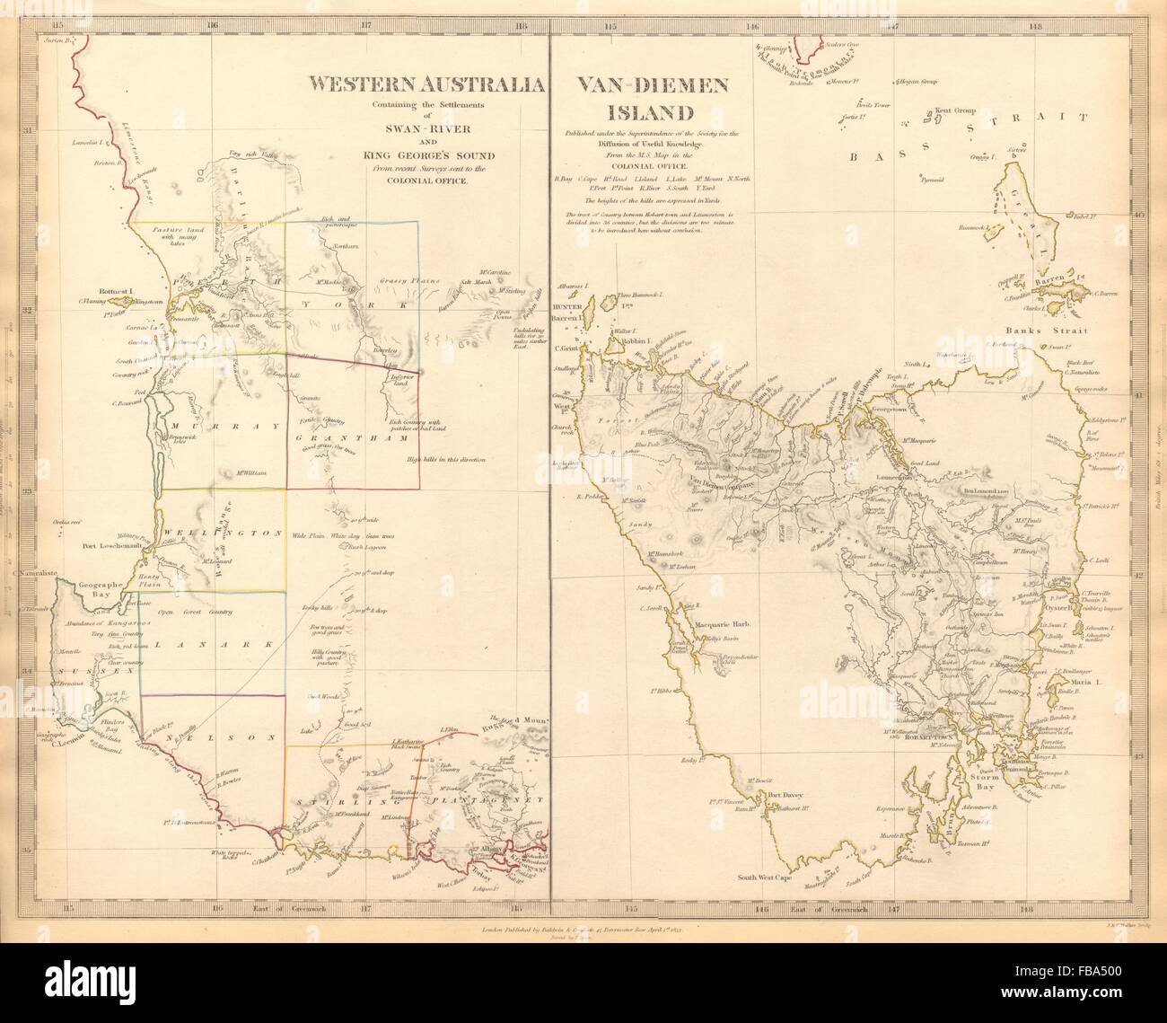 AUSTRALIA. Western Australia & Van Diemen's Land (Tasmania) . SDUK ...