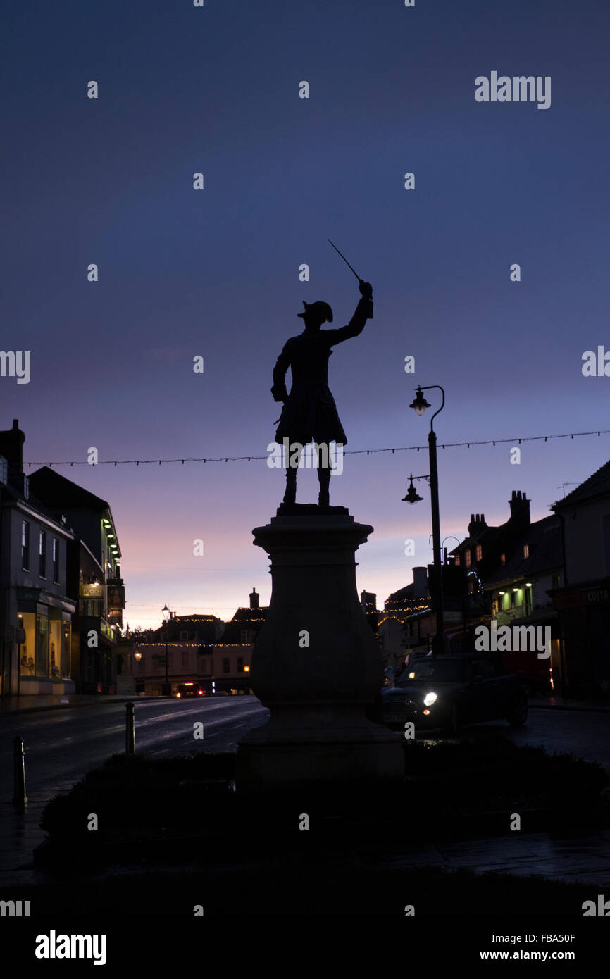 Statue of General James Wolfe in Westerham Kent in the UK in winter ...