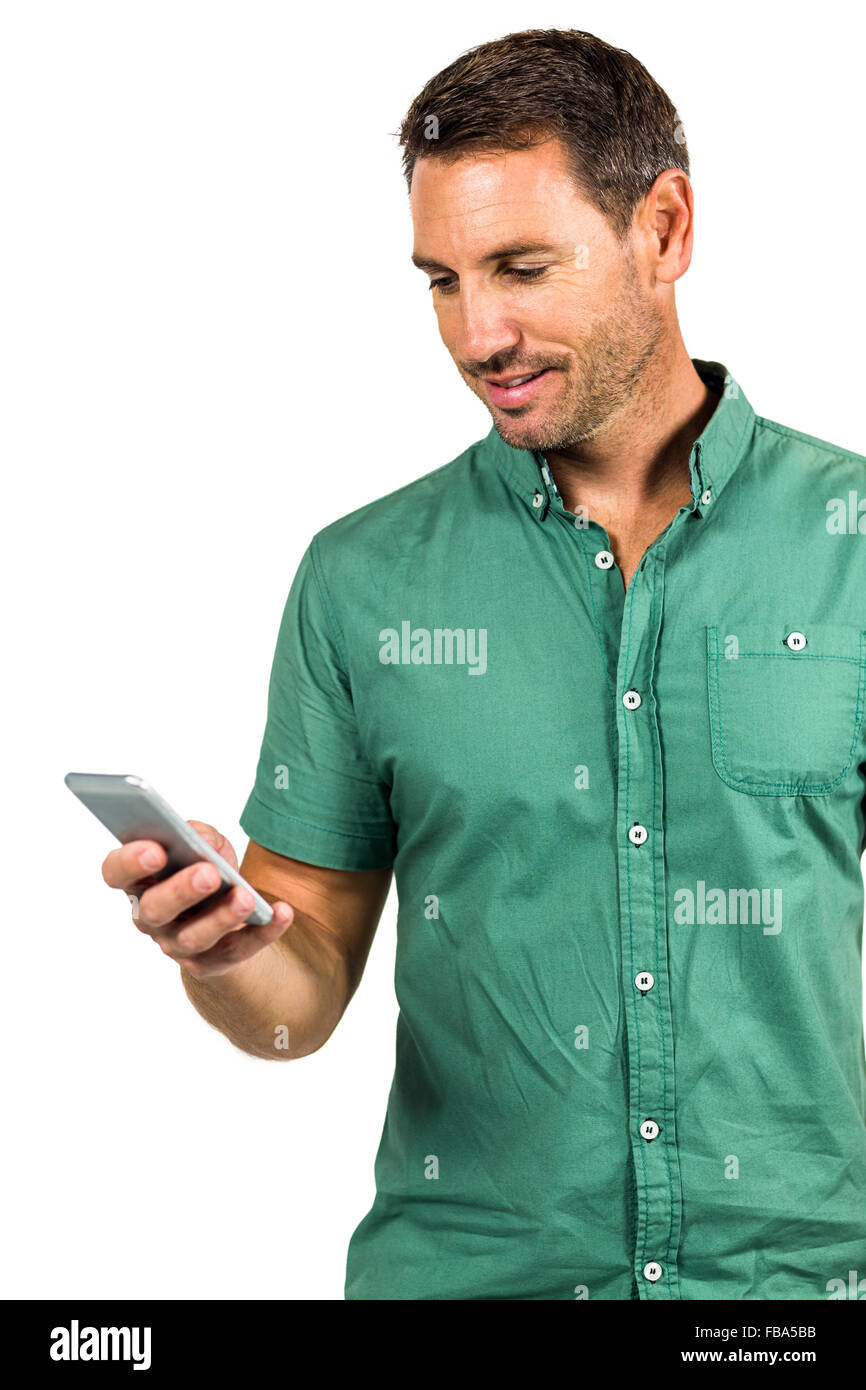 Man using smartphone Stock Photo - Alamy