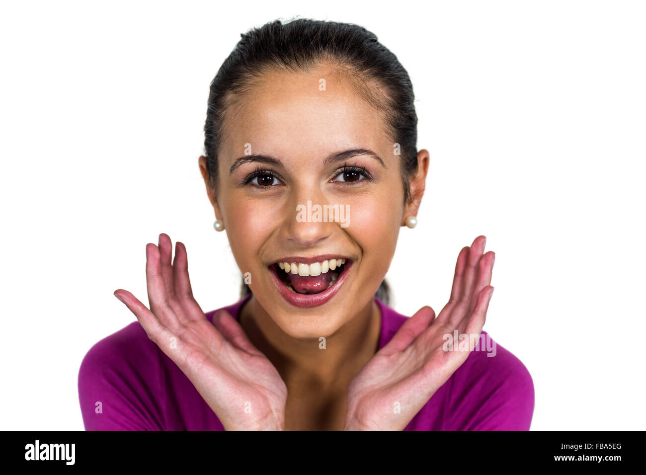 Excited young woman black hi-res stock photography and images - Alamy