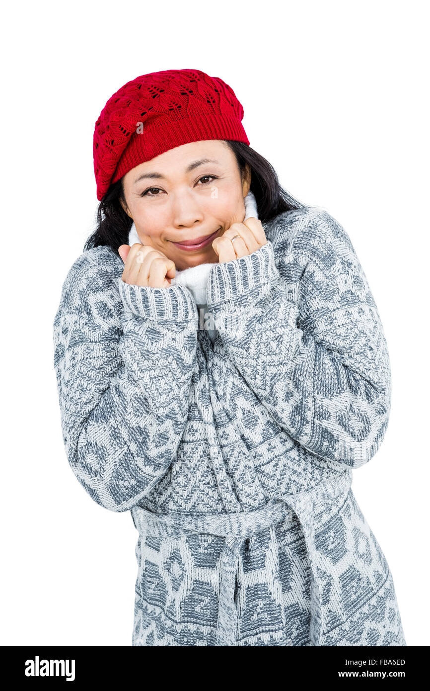 Portrait of woman in sweater Stock Photo - Alamy