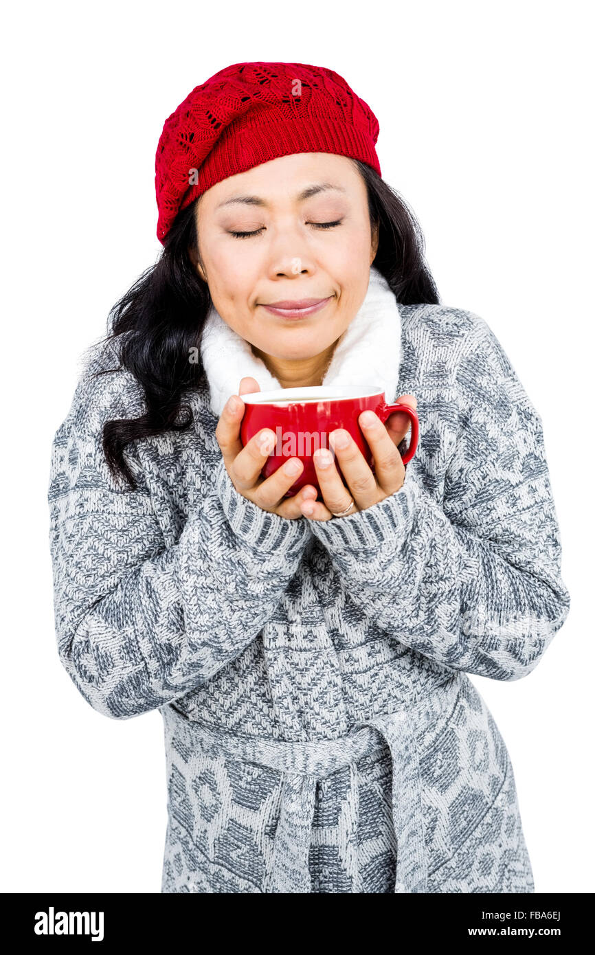 Happy japanese female drinking coffee hi-res stock photography and ...