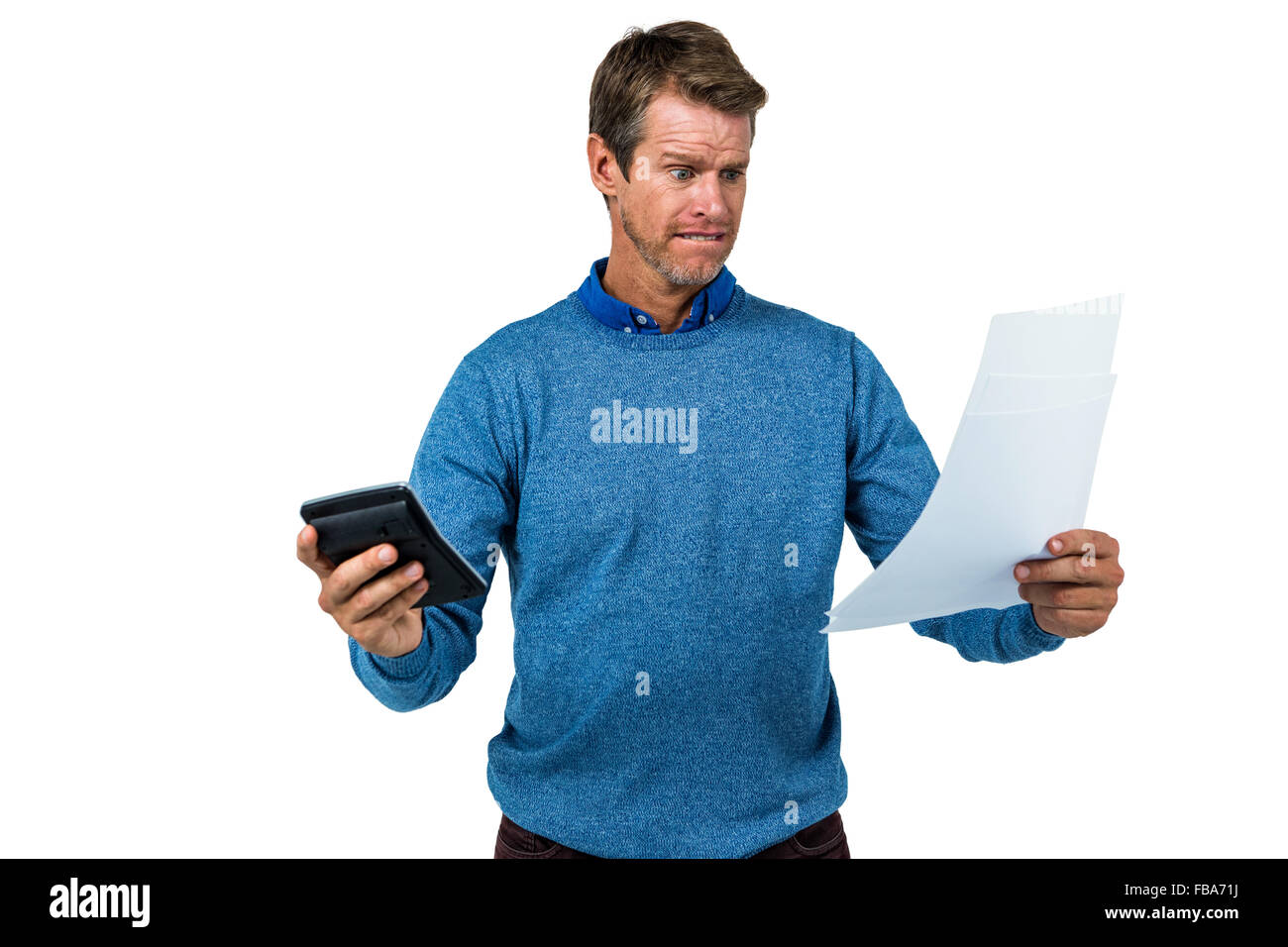 Mature business man calculator hi-res stock photography and images - Alamy