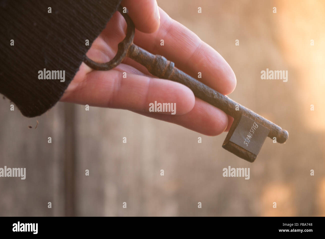 Keys to Business idea, key and label with lettering business Stock ...