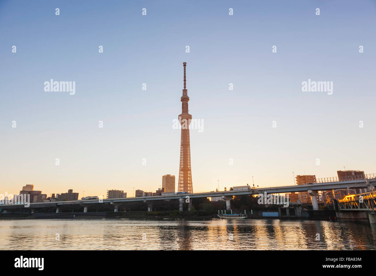 Japan, Honshu, Tokyo, Asakusa, Sumida River and Tokyo Sky Tree Stock ...
