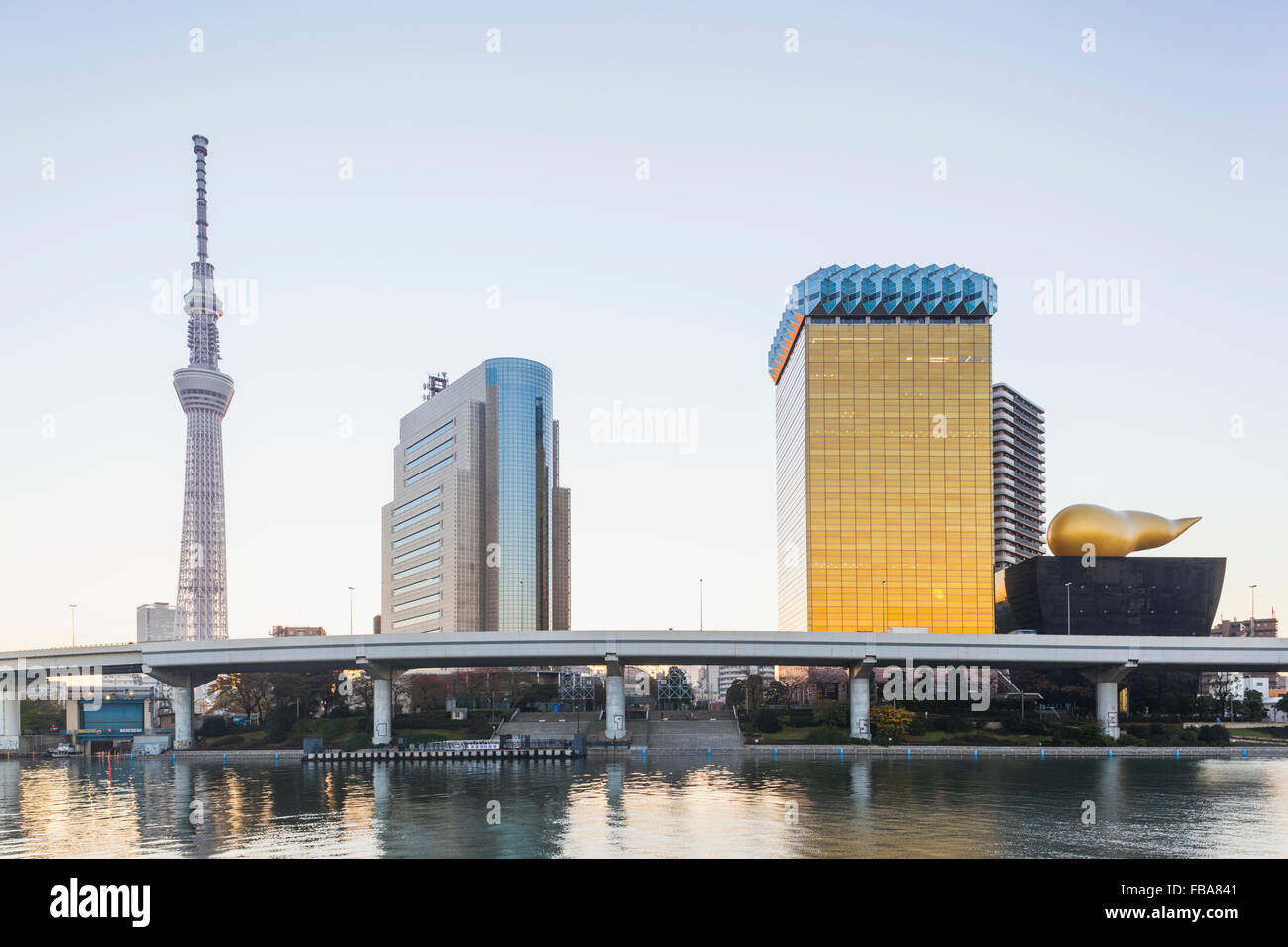 Japan, Honshu, Tokyo, Asakusa, Sumida River and Tokyo Sky Tree Stock ...