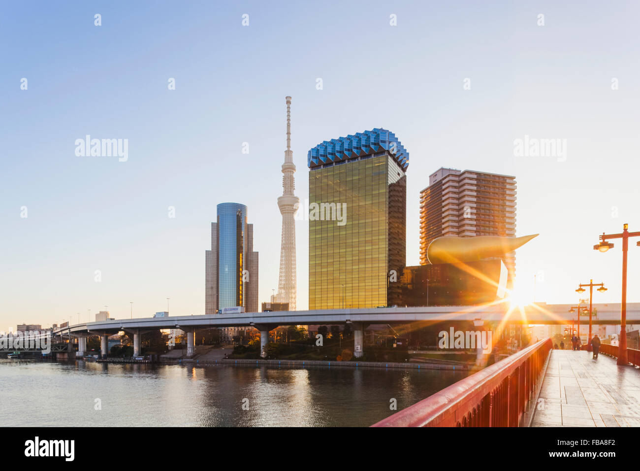 Japan, Honshu, Tokyo, Asakusa, Sumida River and Tokyo Sky Tree Stock ...
